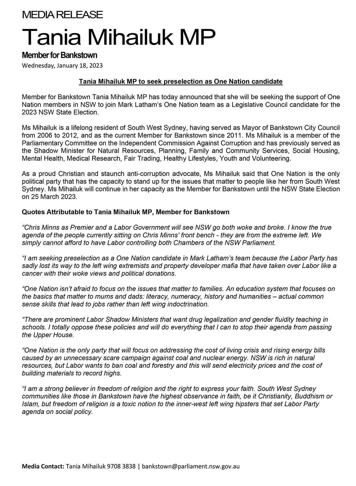 Press Release – Tygodnik Polski Melbourne